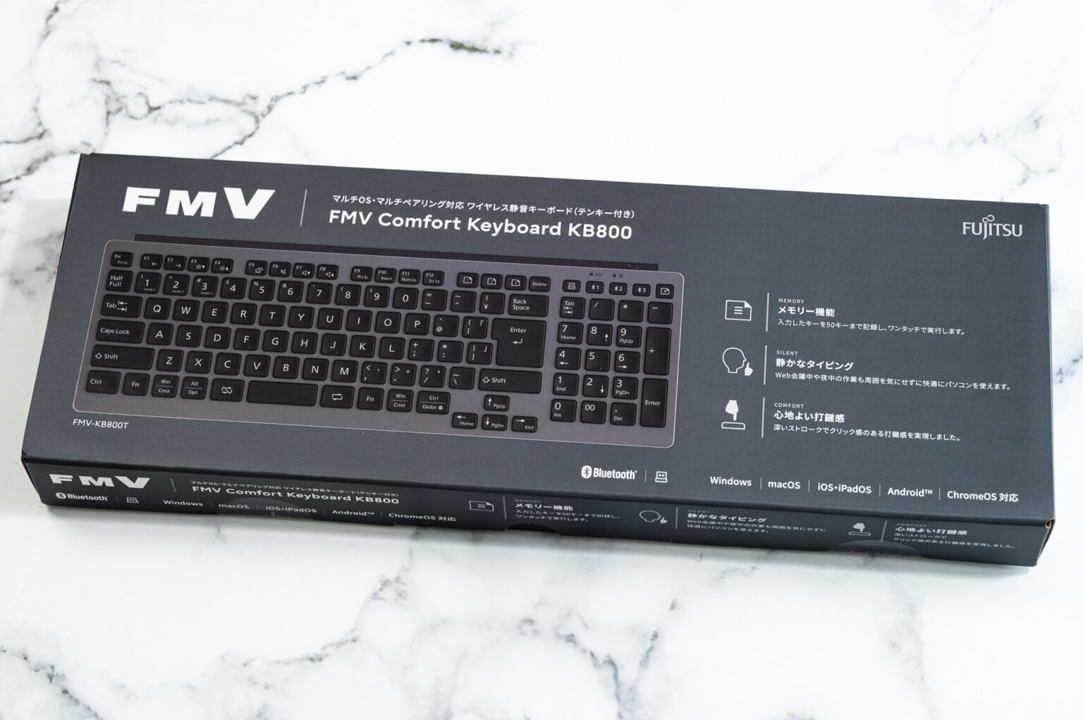 富士通の静音ワイヤレスキーボード！マルチデバイスで4台まで繋げるFMV Comfort Keyboard KB800をレビューします | MAKKYON WEB